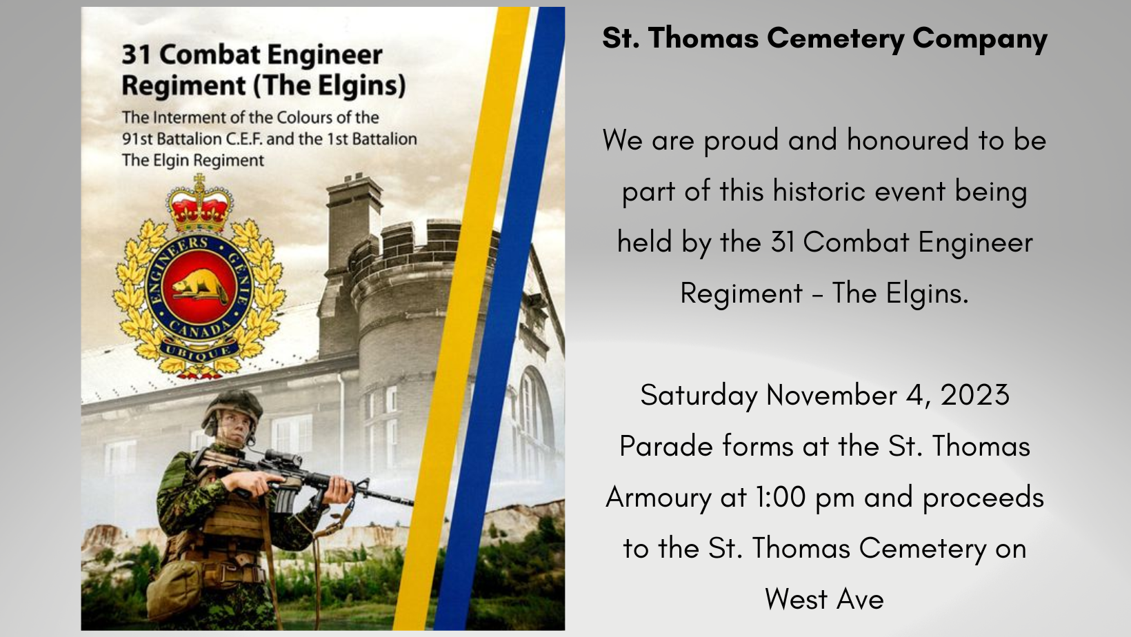 Interment of Colours of The 91st Battalion and 25th Elgin Battalion ...